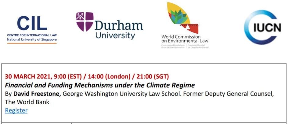 [COP 26] Prof David Freestone on "Financial and Funding Mechanisms ...