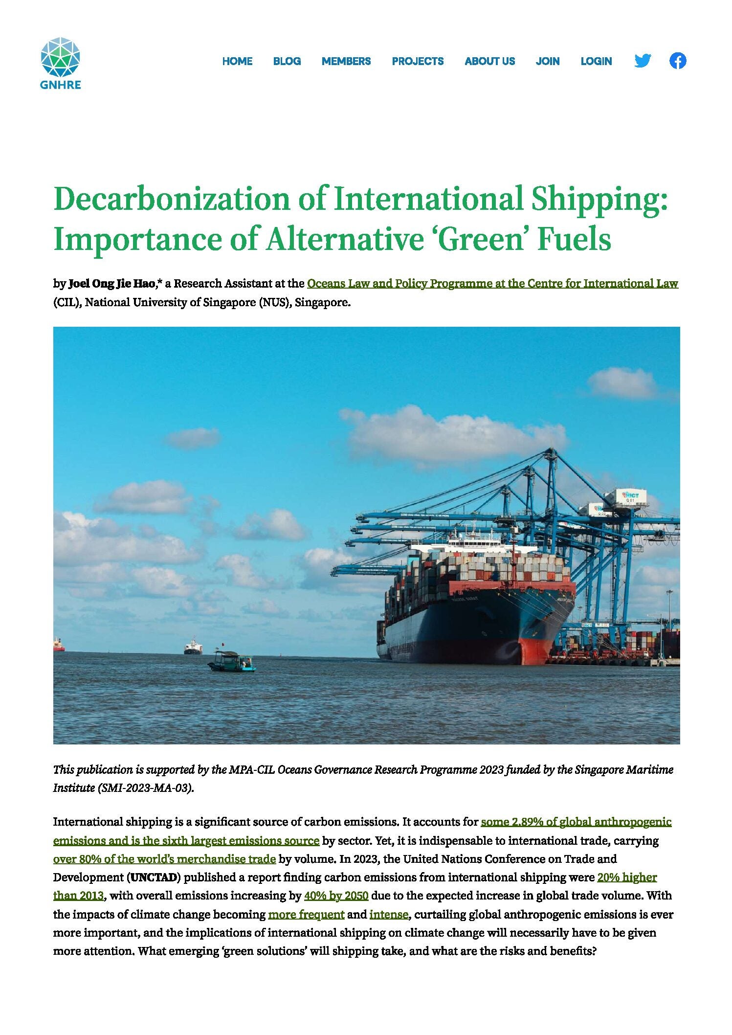 ‘Decarbonization of International Shipping: Importance of Alternative ...