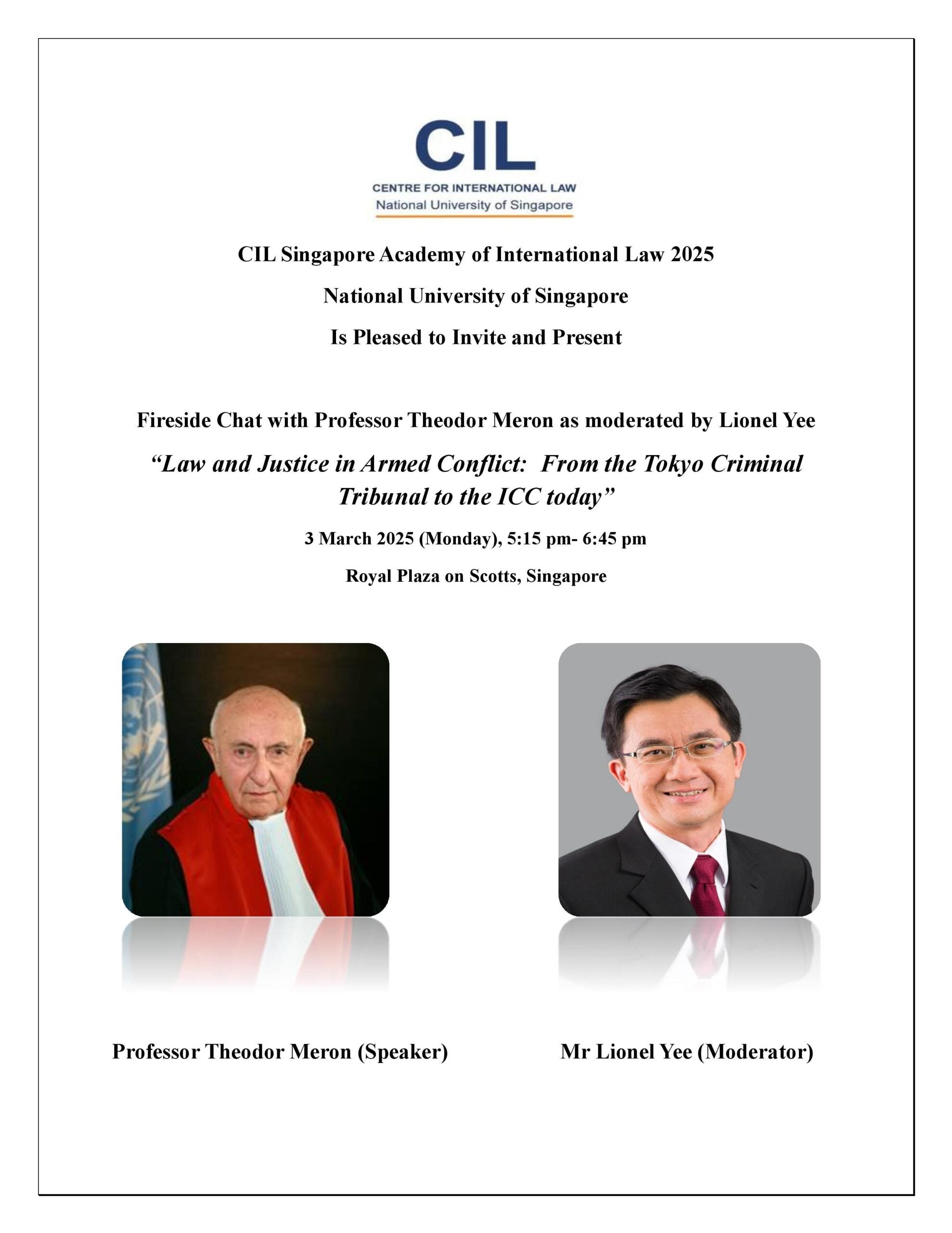 Fireside Chat with Professor Theodor Meron - Centre for International Law