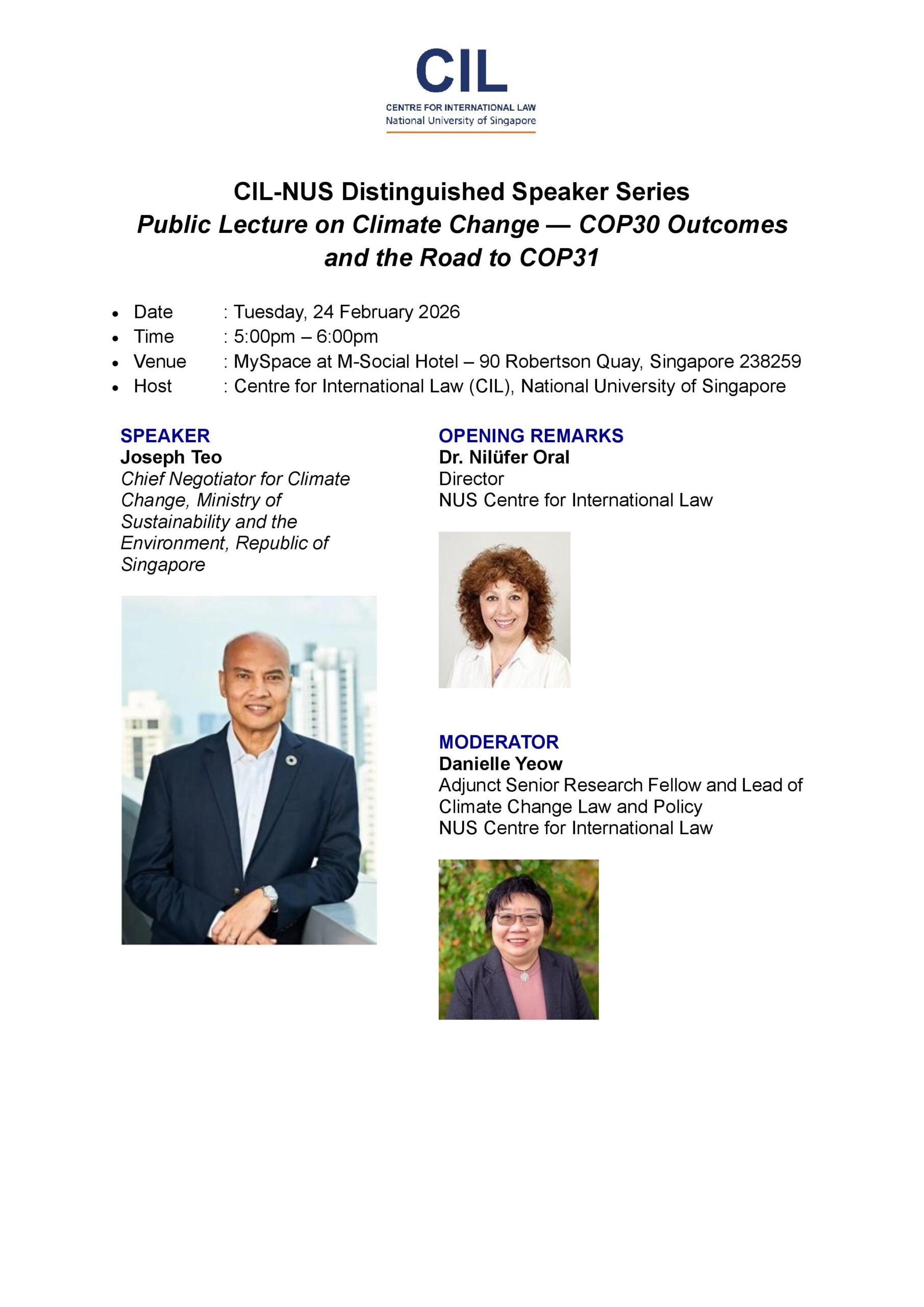 [Pr. Attachment] CIL-NUS Distinguished Lecture Series by Joseph Teo ...